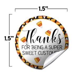 Candy Corn Halloween Fall & Autumn Thank You Customer Appreciation Sticker Labels for Small Businesses, 60 1.5" Circle Stickers by AmandaCreation, Great for Envelopes, Postcards, Direct Mail, & More!