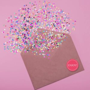 Enjoy! Fushia & Polka Dot Themed Thank You Customer Appreciation Sticker Labels for Small Businesses, 60 1.5" Circle Stickers by AmandaCreation, Great for Envelopes, Postcards, Direct Mail, & More!