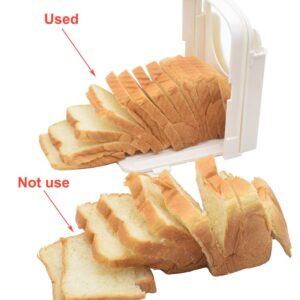 Aobrill Bread Slicer for Homemade Bread Foldable Toast Slicer with Non-slip Mat (White)