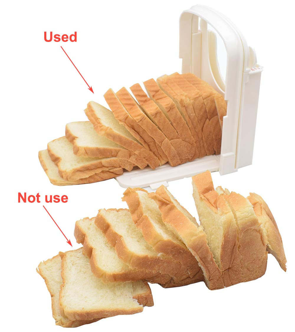 Aobrill Bread Slicer for Homemade Bread Foldable Toast Slicer with Non-slip Mat (White)