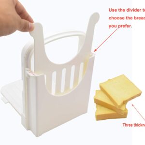 Aobrill Bread Slicer for Homemade Bread Foldable Toast Slicer with Non-slip Mat (White)