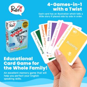 Really?! Triple Tongue Twisters - Go Fish with A Twist, Hilarious Family Party Speech & Memory Card Game, Ages 8+