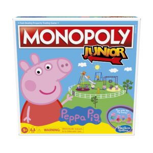 hasbro gaming monopoly junior: peppa pig edition board game for 2-4 players, indoor games for kids, peppa pig toys and games, ages 5+ (amazon exclusive)