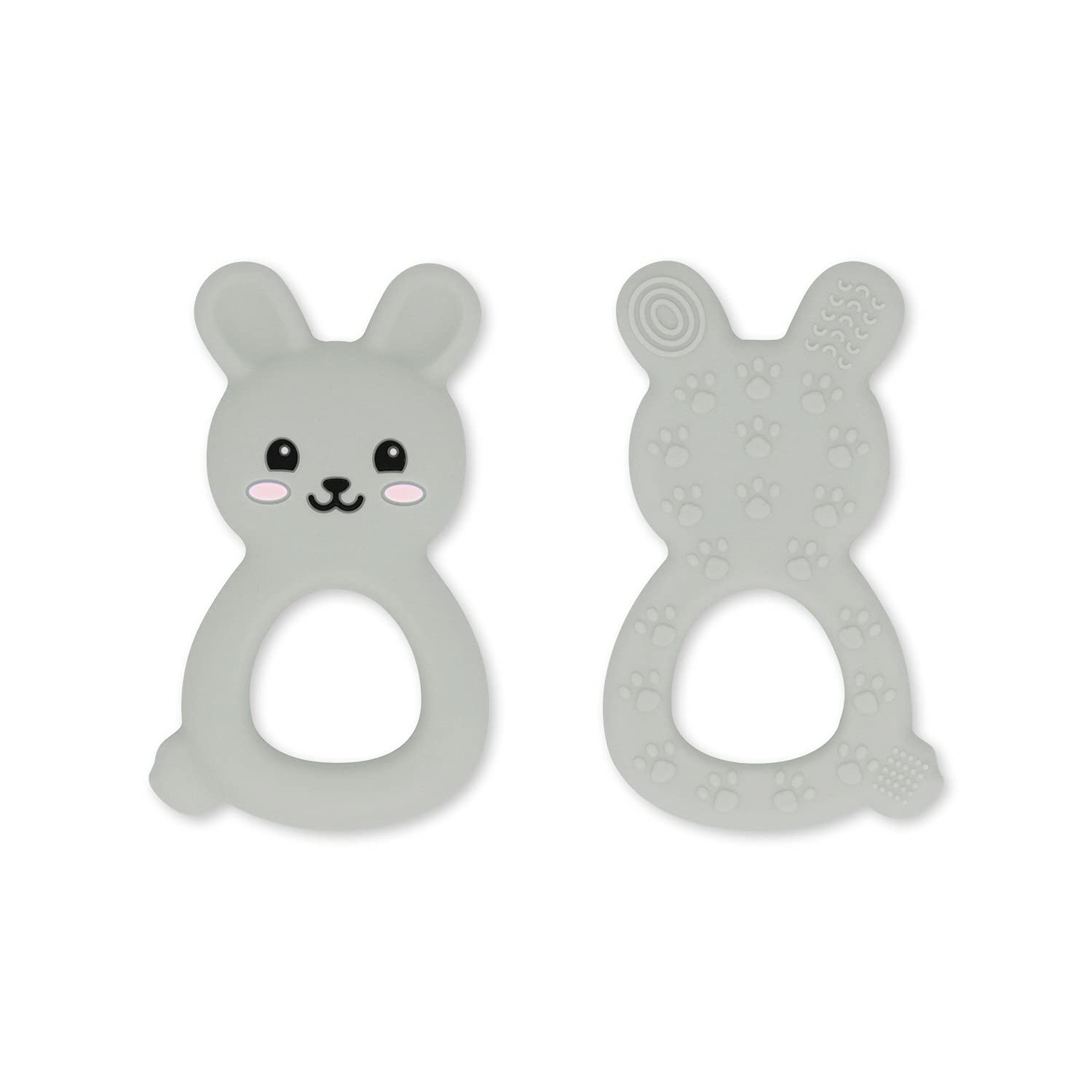 Baby Teething Toys BPA-Free Cute Silicone Bunny Teethers-Easy to Hold Soft and Comfortable Help take The Stress Out of Teething,Perfect for Newborn Girls and Boys (Light Gray)