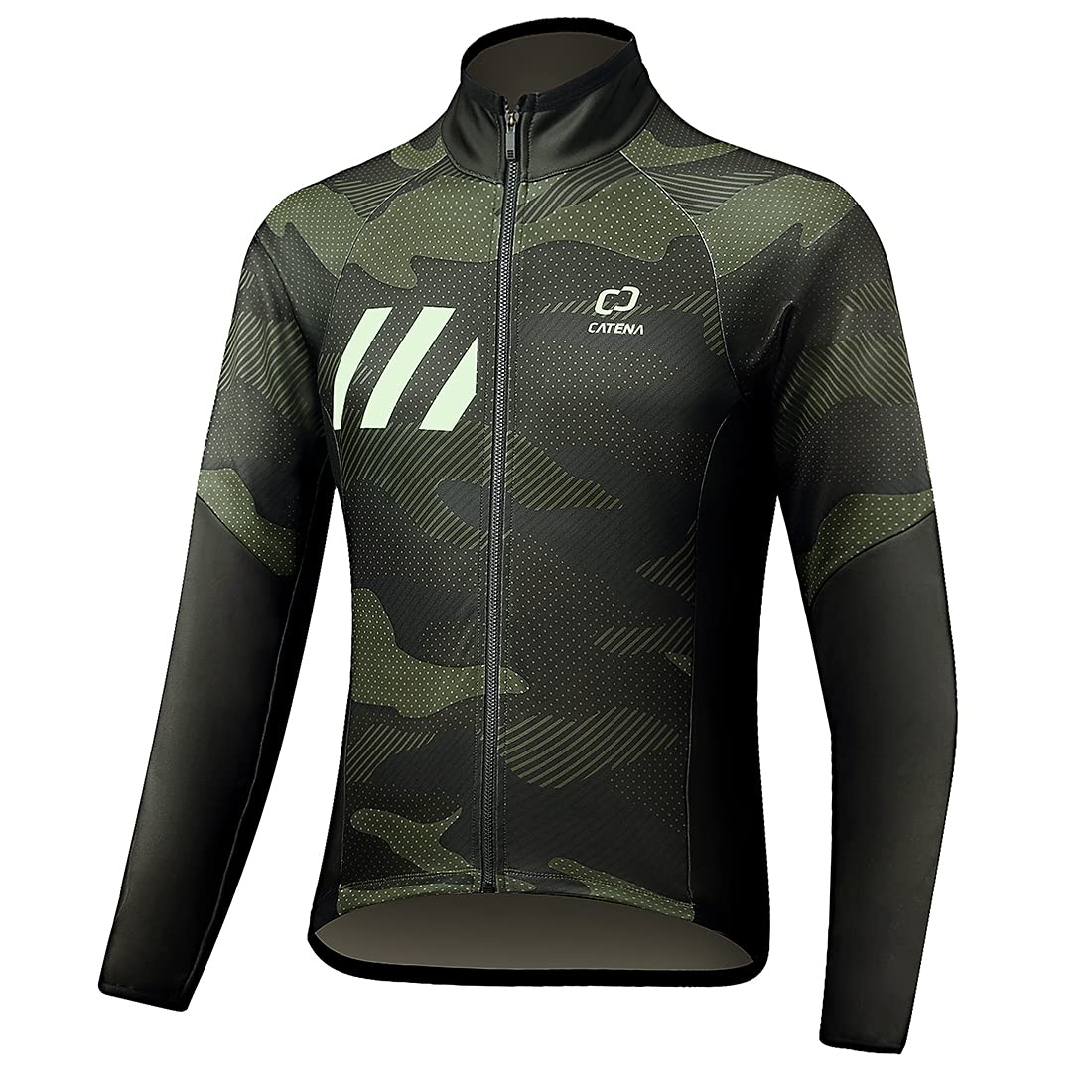 CATENA Men's Winter Cycling Jacket Windproof Waterproof Softshell Thermal Fleece Breathable Bike Jersey for Outdoors, Cycling Green