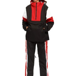 SNBOCON Womens Two Piece Snowsuits Ski Half Zip Jackets and Pants Set Winter Snowboard (M,Black)