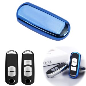 xotic tech blue soft tpu key fob shell skin cover, compatible with mazda 3 5 6 8 cx-30 cx3 cx5 cx7 cx9 mx5 miata smart keyless entry key