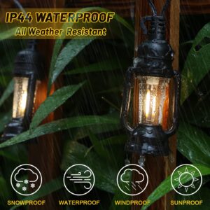 B&D Lantern String Lights Patio Lights, 25FT 2700K Mini Kerosene Lamp Appearance String Lights with 10 Shatterproof Plastic Bulbs, Waterproof ETL Listed String Lights for Outside Garden Wedding