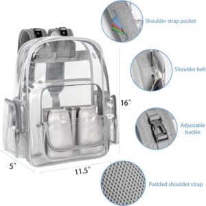 Mancro Diaper Bag Backpack, Clear Baby Bag Heavy Duty Transparent Backpack for Girls Boys, Multifunction Large Travel Backpack Maternity Baby Changing Bags for Mom with Stroller Straps, Grey