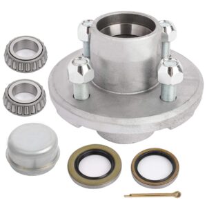 eccpp boat trailer hub kit 4 bolt 1-1/16 l44649 silver tapered spindle galvanized 2,000 lbs axle kit