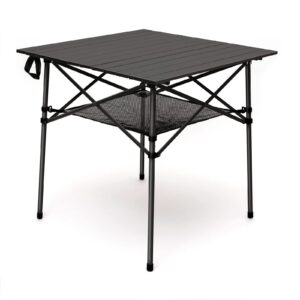 sunnyfeel outdoor folding table | lightweight compact aluminum camping table, roll up top 4 people portable camp square tables with carry bag for picnic/cooking/beach/travel/bbq