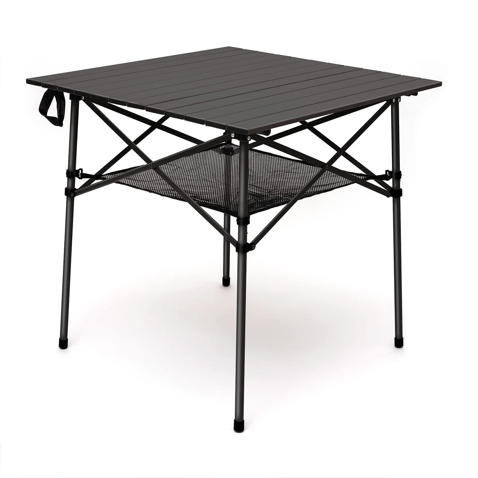 SUNNYFEEL Outdoor Folding Table | Lightweight Compact Aluminum Camping Table, Roll Up Top 4 People Portable Camp Square Tables with Carry Bag for Picnic/Cooking/Beach/Travel/BBQ