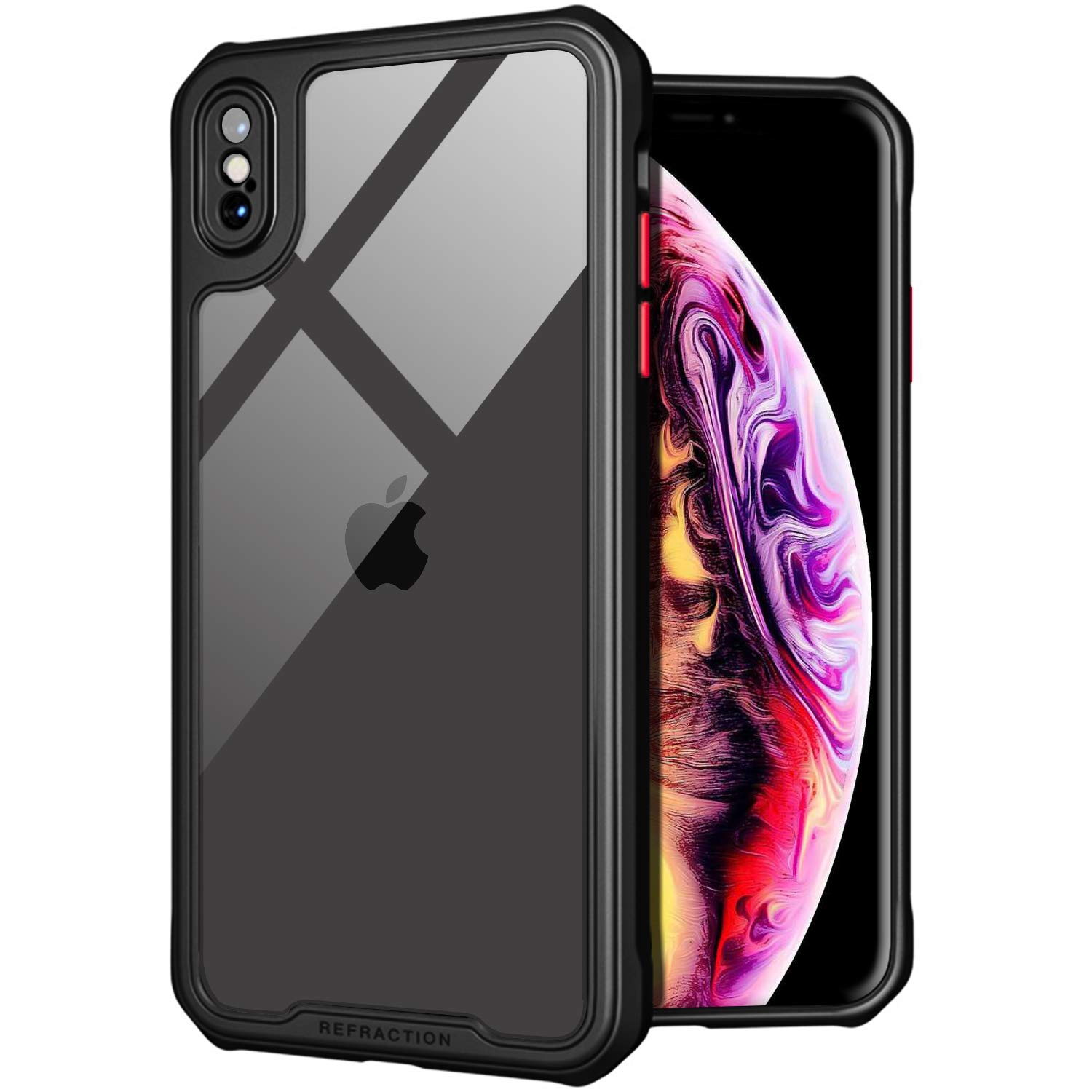 TENOC Phone Case Compatible with iPhone X & iPhone Xs, Clear Case Black Protective Bumper Non-Yellowing Cover for 5.8 Inch