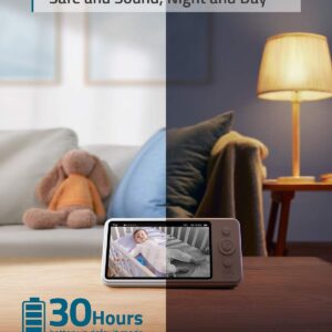 eufy Security Video and Audio Baby Monitor, 720p Resolution, Large 5” Display, 5,200 mAh Battery, 2-Way Audio, Night Vision, Lullaby Player, 1000 ft Range, Manual Pan & Tilt (Renewed)