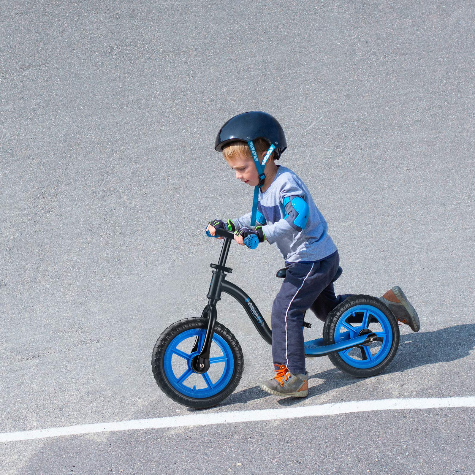 Albott Balance Bike Training Bike for 18 Months Kids - No Pedal 12" Push Bikes with Footrest for Baby Toddlers (Black)