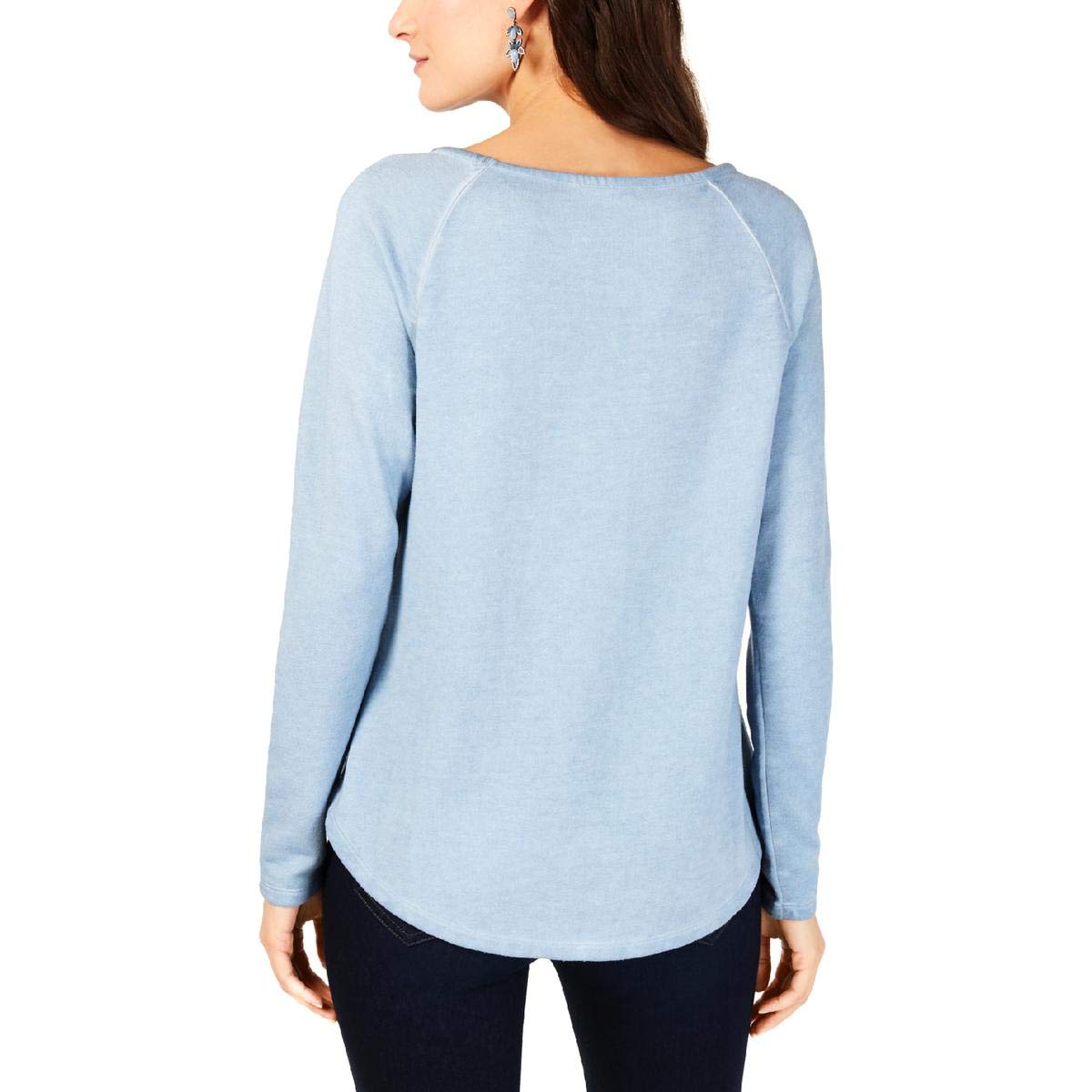 I-N-C Womens Lace Front Detail Sweatshirt, Blue, X-Small