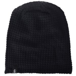 FORBUSITE Mens Slouchy Long Oversized Beanie Hat Black Knit Cap for Summer Winter