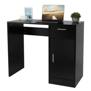 Thaweesuk Shop New Black Computer Desk PC Laptop Table Study Workstation Home Office w/Drawer Furniture Particle Board 35.4" L x 15.74" W x 29.5" H