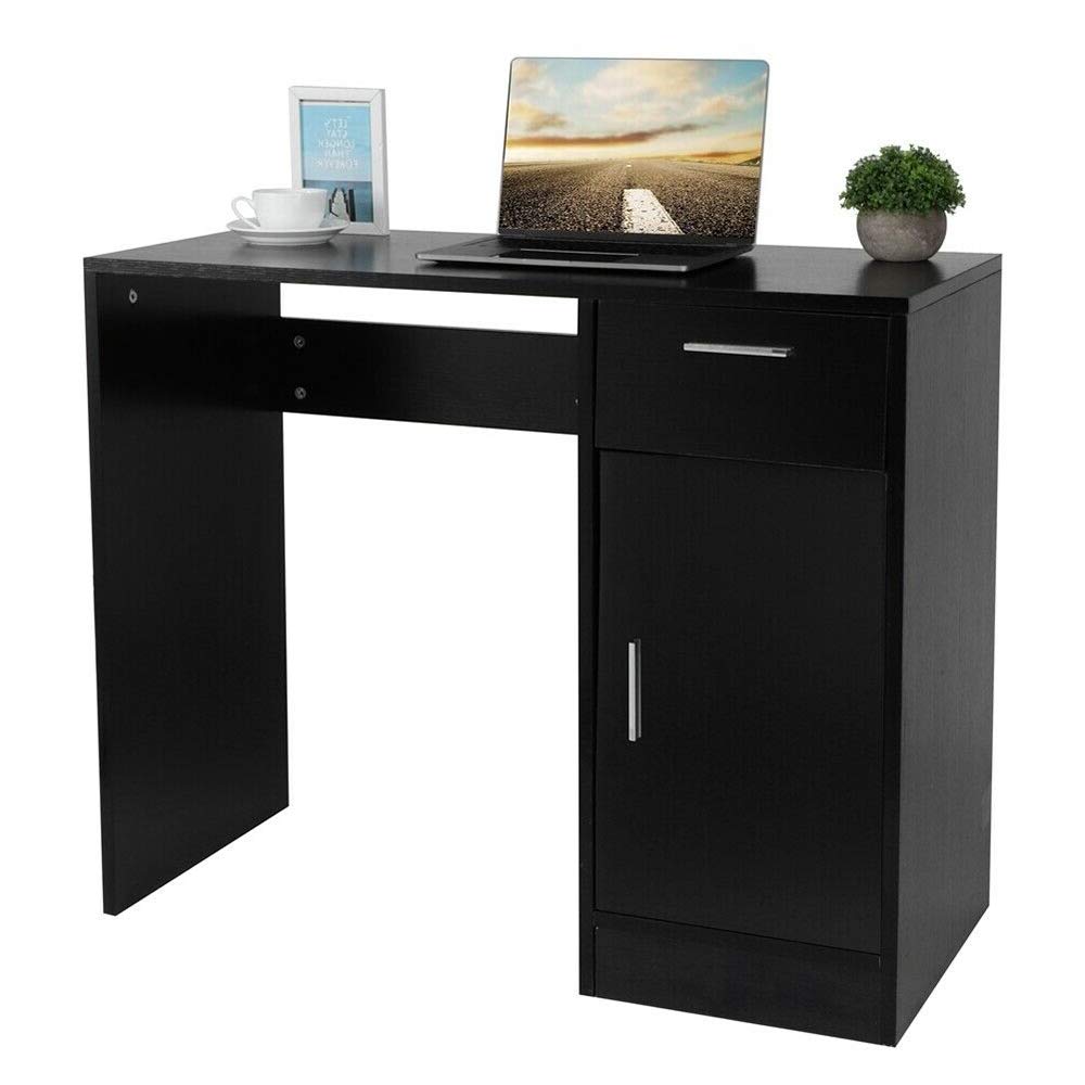 Thaweesuk Shop New Black Computer Desk PC Laptop Table Study Workstation Home Office w/Drawer Furniture Particle Board 35.4" L x 15.74" W x 29.5" H