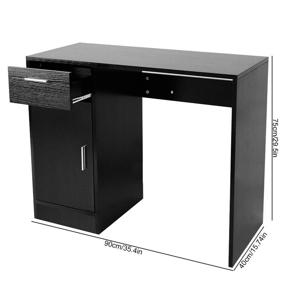 Thaweesuk Shop New Black Computer Desk PC Laptop Table Study Workstation Home Office w/Drawer Furniture Particle Board 35.4" L x 15.74" W x 29.5" H