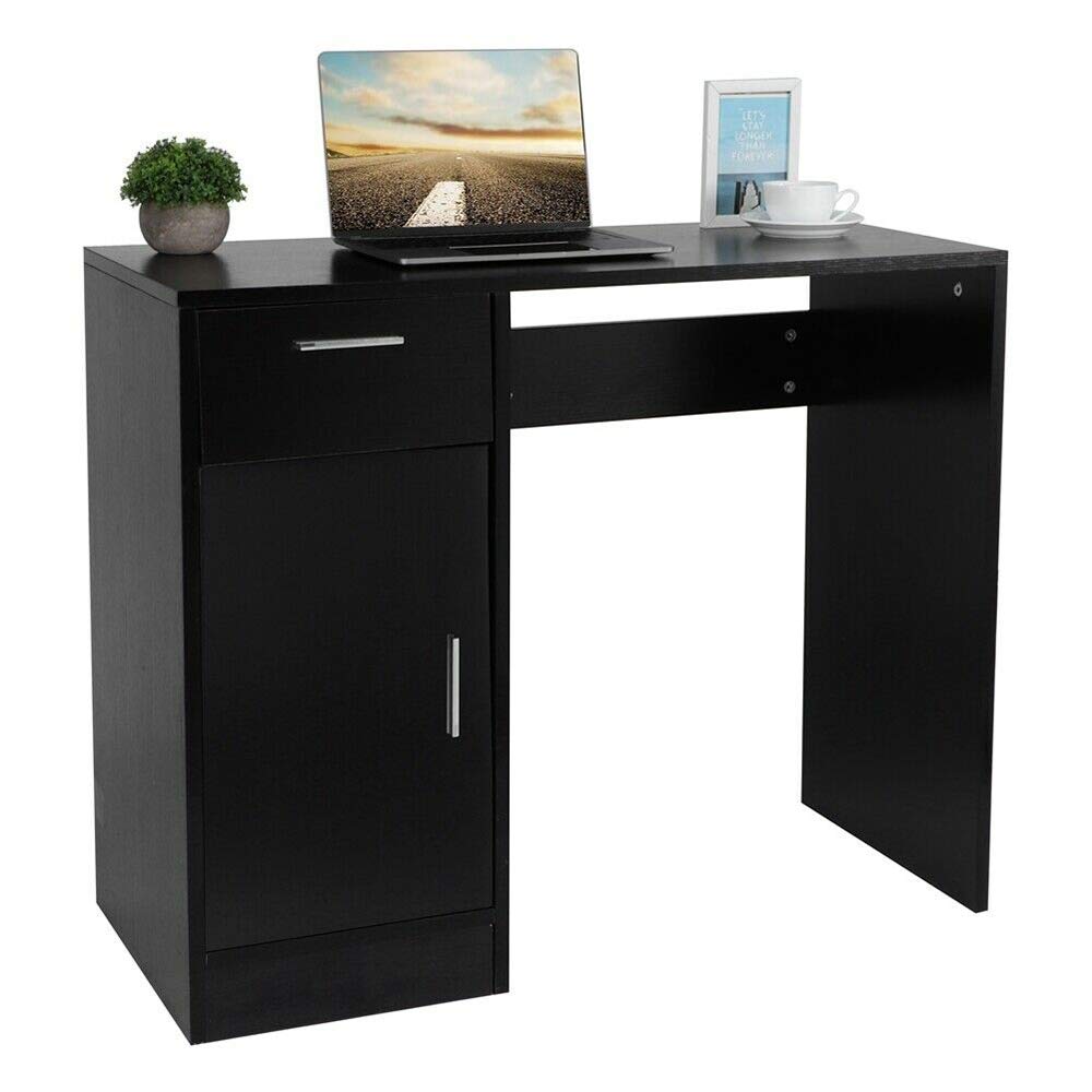 Thaweesuk Shop New Black Computer Desk PC Laptop Table Study Workstation Home Office w/Drawer Furniture Particle Board 35.4" L x 15.74" W x 29.5" H