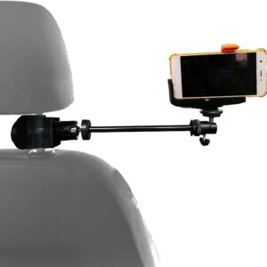 3in1 Universal Car Headrest Mount Holder for All Camcorder/Action Camera/Smartphone with Dual Adjustable Positions and 360° Rotation, for car Shooting vlogging Video Recording