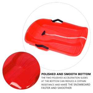 BESPORTBLE Snow Sled Toboggan Sled Plastic Sport Toboggan Winter Snow Sled Downhill Snow Board with Pull Rope Red