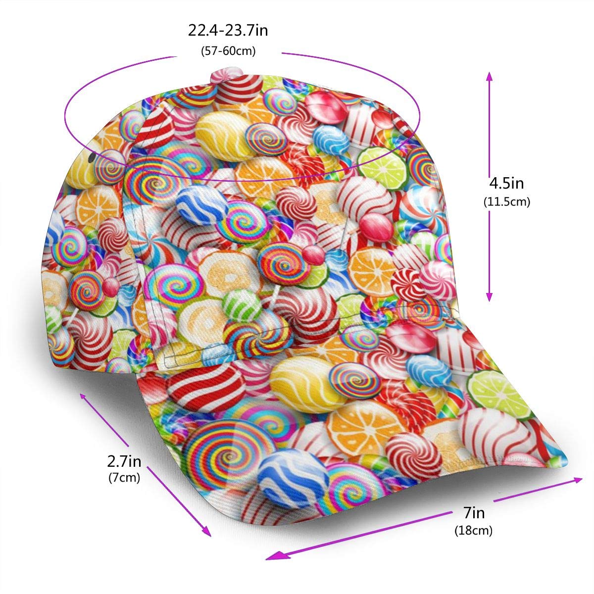 Baseball Cap Colorful Spiral Sugar Candy Sweets Print Dad Caps Classic Fashion Casual Adjustable Sport for Girls Women Hats