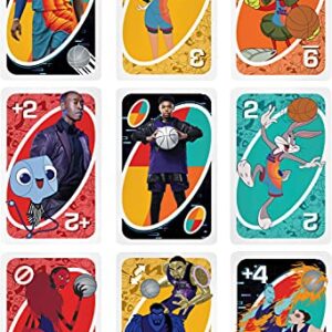 Mattel Games UNO Space Jam: A New Legacy Themed Card Game Featuring 112 Cards with Movie Graphics, Kid, Movie & Sports Fan Gift Ages 7 Years & Older.