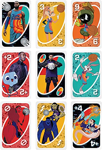 Mattel Games UNO Space Jam: A New Legacy Themed Card Game Featuring 112 Cards with Movie Graphics, Kid, Movie & Sports Fan Gift Ages 7 Years & Older.