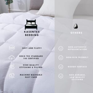 KASENTEX Premium Soft Striped All Season Down Alternative Comforter, Cozy Fluffy Plush Microfiber Bed Bedding Reversible Duvet Insert, Light White, Twin/Twin XL Size