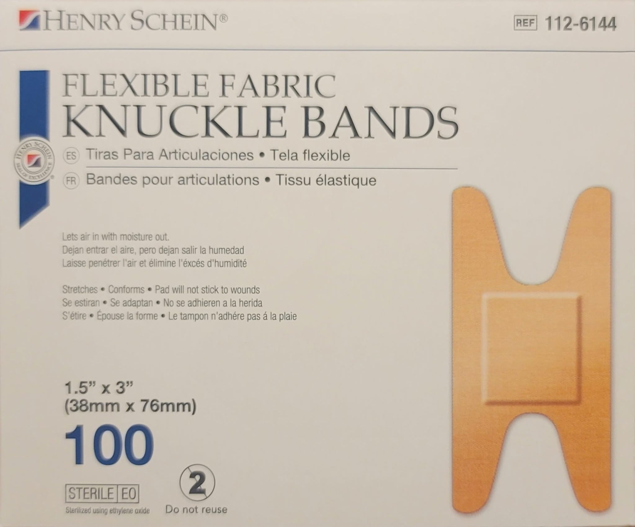 Knuckle Fabric Bandages 1.5" x 3" 100/BX