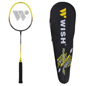 WISH FusionTec 917 – Badminton Racket and Case – Includes 1 Badminton Racket and 1 Badminton Bag – Excellent Badminton Grip – Great for Competitive Badminton Games, Yellow