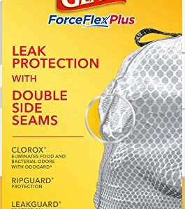 Glad Trash Bags, Tall Kitchen Garbage Bags ForceFlex Plus with Clorox, 13 Gallon, Lemon Fresh Bleach Scent 90 Count (Package May Vary), White-gray, Lemon Fresh