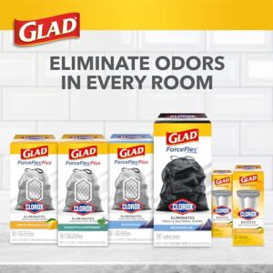 Glad Trash Bags, Tall Kitchen Garbage Bags ForceFlex Plus with Clorox, 13 Gallon, Lemon Fresh Bleach Scent 90 Count (Package May Vary), White-gray, Lemon Fresh