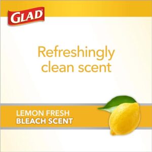 Glad Trash Bags, Tall Kitchen Garbage Bags ForceFlex Plus with Clorox, 13 Gallon, Lemon Fresh Bleach Scent 90 Count (Package May Vary), White-gray, Lemon Fresh