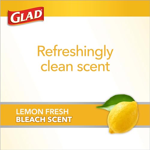 Glad Trash Bags, Tall Kitchen Garbage Bags ForceFlex Plus with Clorox, 13 Gallon, Lemon Fresh Bleach Scent 90 Count (Package May Vary), White-gray, Lemon Fresh