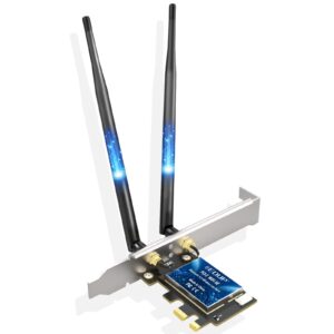 ax5400mbps wifi card wi-fi 6e bluetooth 5.2 tri-band ax210 pcie wireless wifi adapter network cards 6ghz/5ghz/2.4ghz mu-mimo ultra-low latency for desktop pc windows 10/11 64-bit (model ep-9651)