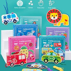 Promise Babe 5 Pack Animals Lacing Cards Wooden Puzzle Threading Toys Montessori Sewing Cards for Toddler Early Learning Fine Motor Skills Preschool Toys…