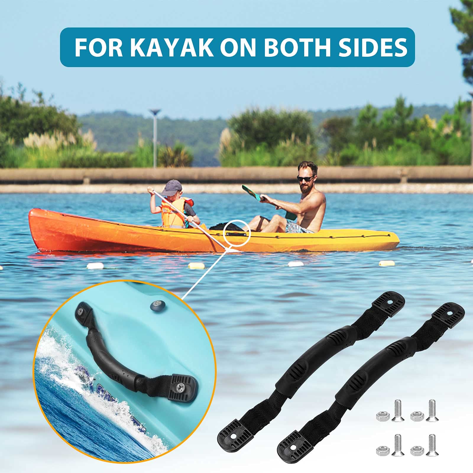 4PCS Kayak Carry Handles, Canoe Boat Side Mount Carry Handles with Screws for Ocean Kayak Emotion Kayaks Luggage Outdoor Sport Canoe Boat Kayak