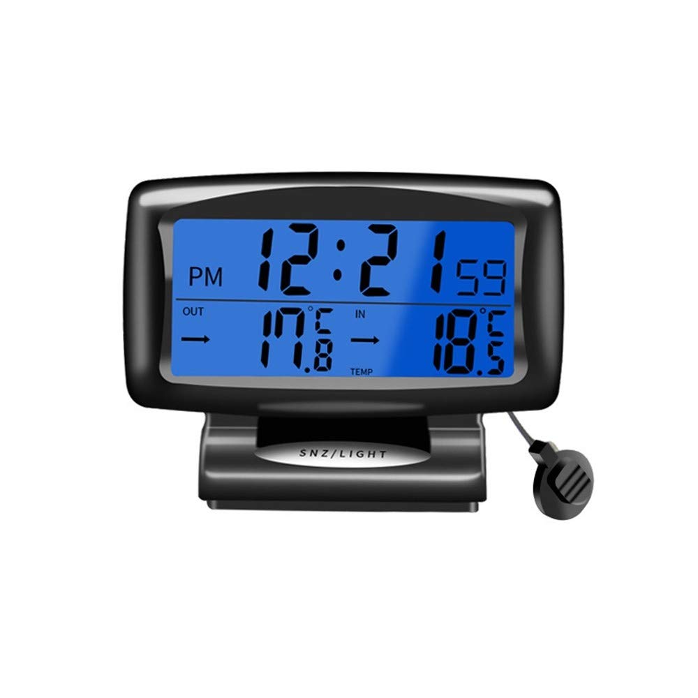 Car Digital Clock Thermometer, Multi-Functional Car Dashboard Thermometer with Backlight Display Mini Car Clock Thermometer Monitor for Indoor and Outdoor