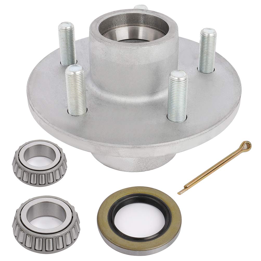 ECCPP Boat Trailer Hub Kit 5 Bolt 1 1/16 x 1 3/8 68149 & 44649 Silver Tapered Spindle Galvanized 3500lb Silver