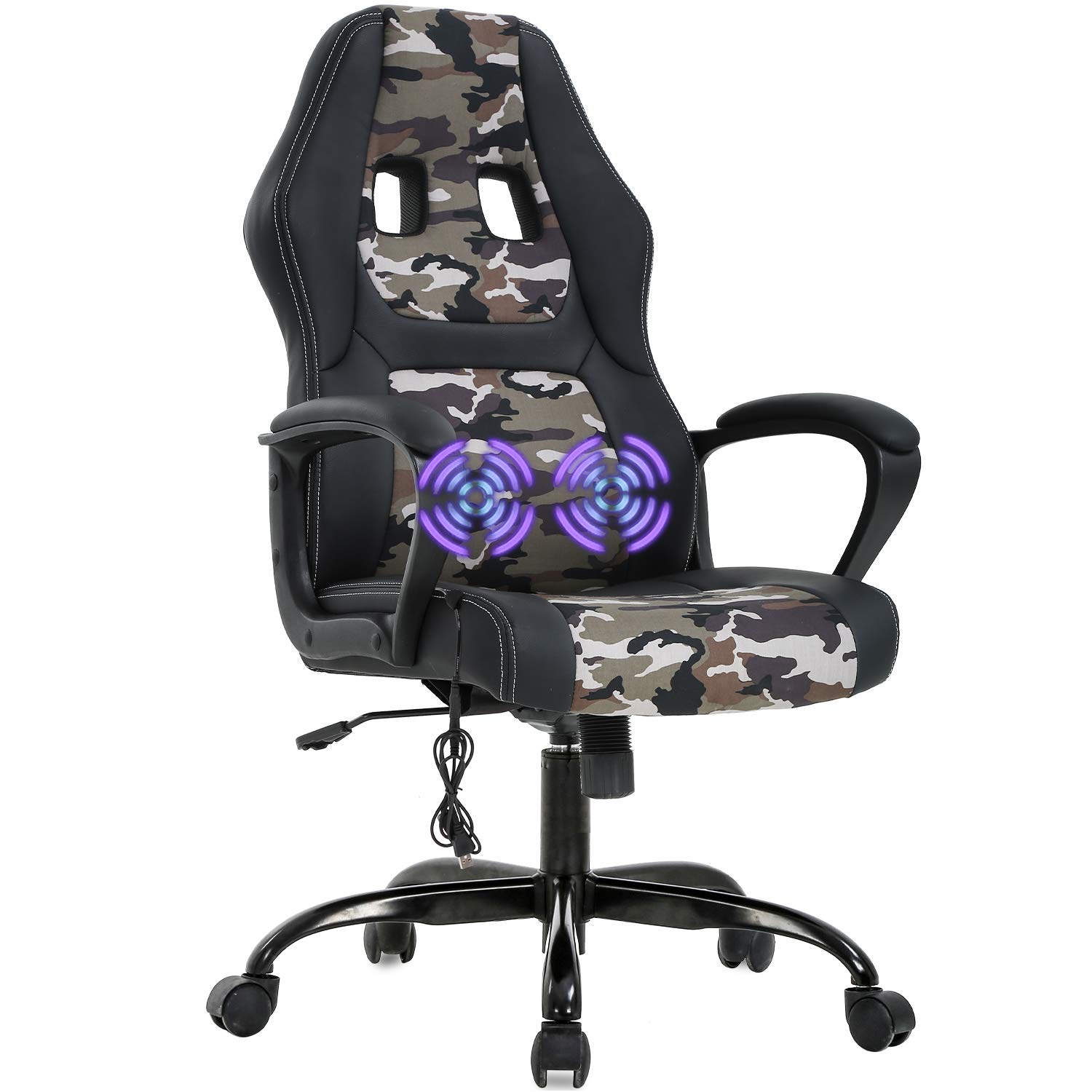 Racing Gaming Chair Home Office Chair Ergonomic Desk Chair Massage PU Leather Computer Chair with Lumbar Support Headrest Armrest Task Rolling Swivel Chair for Adults(Camo)