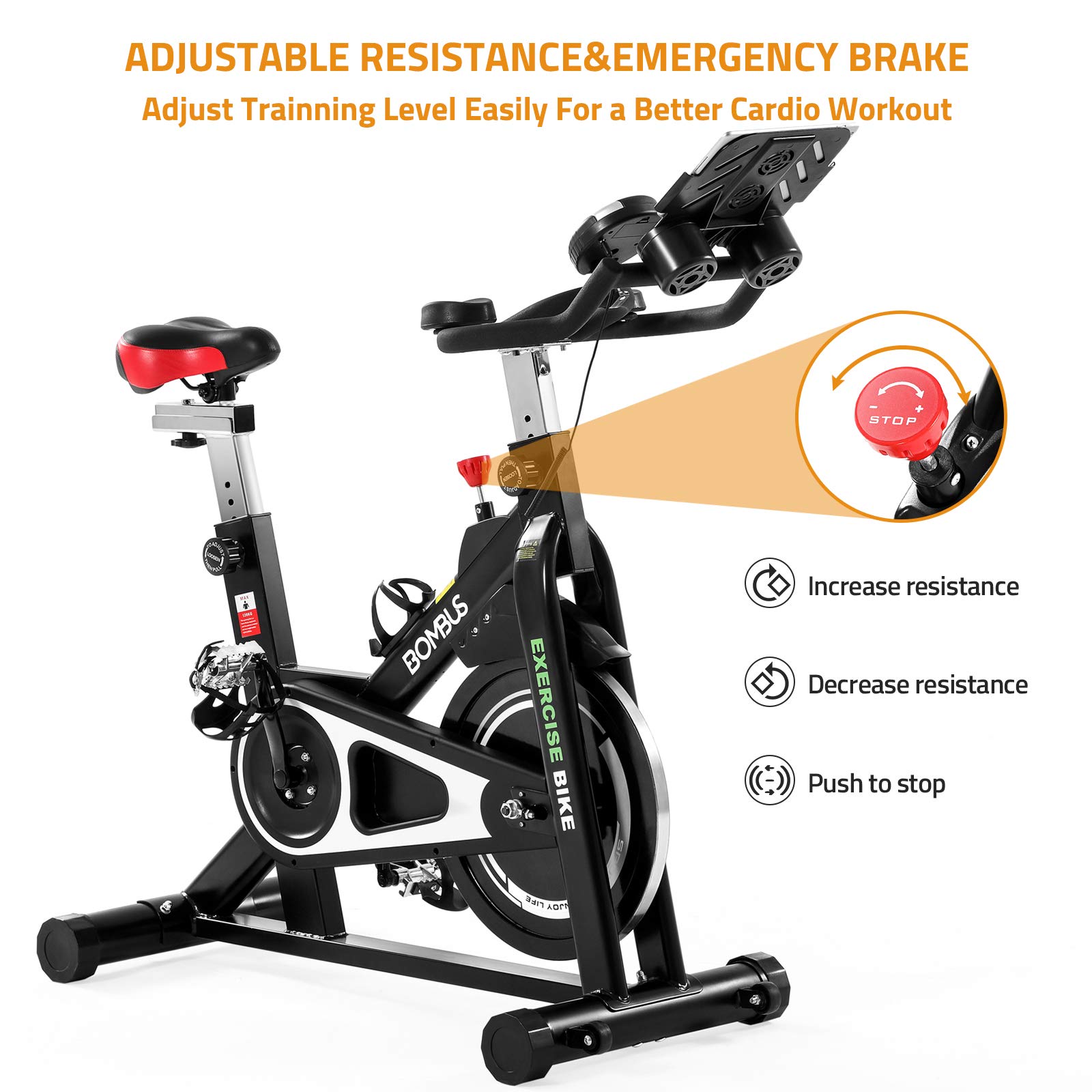 Spin Bike Smart Excersize Stationary Bikes for Home with Screen Magnetic Resistance Indoor Cycling 260lb Capacity