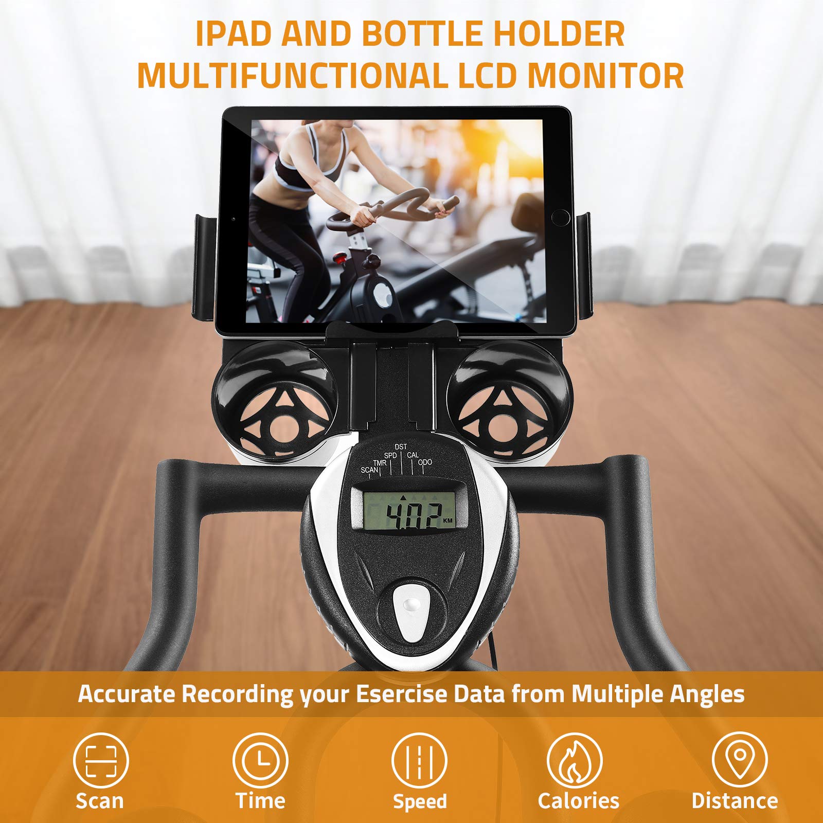 Spin Bike Smart Excersize Stationary Bikes for Home with Screen Magnetic Resistance Indoor Cycling 260lb Capacity