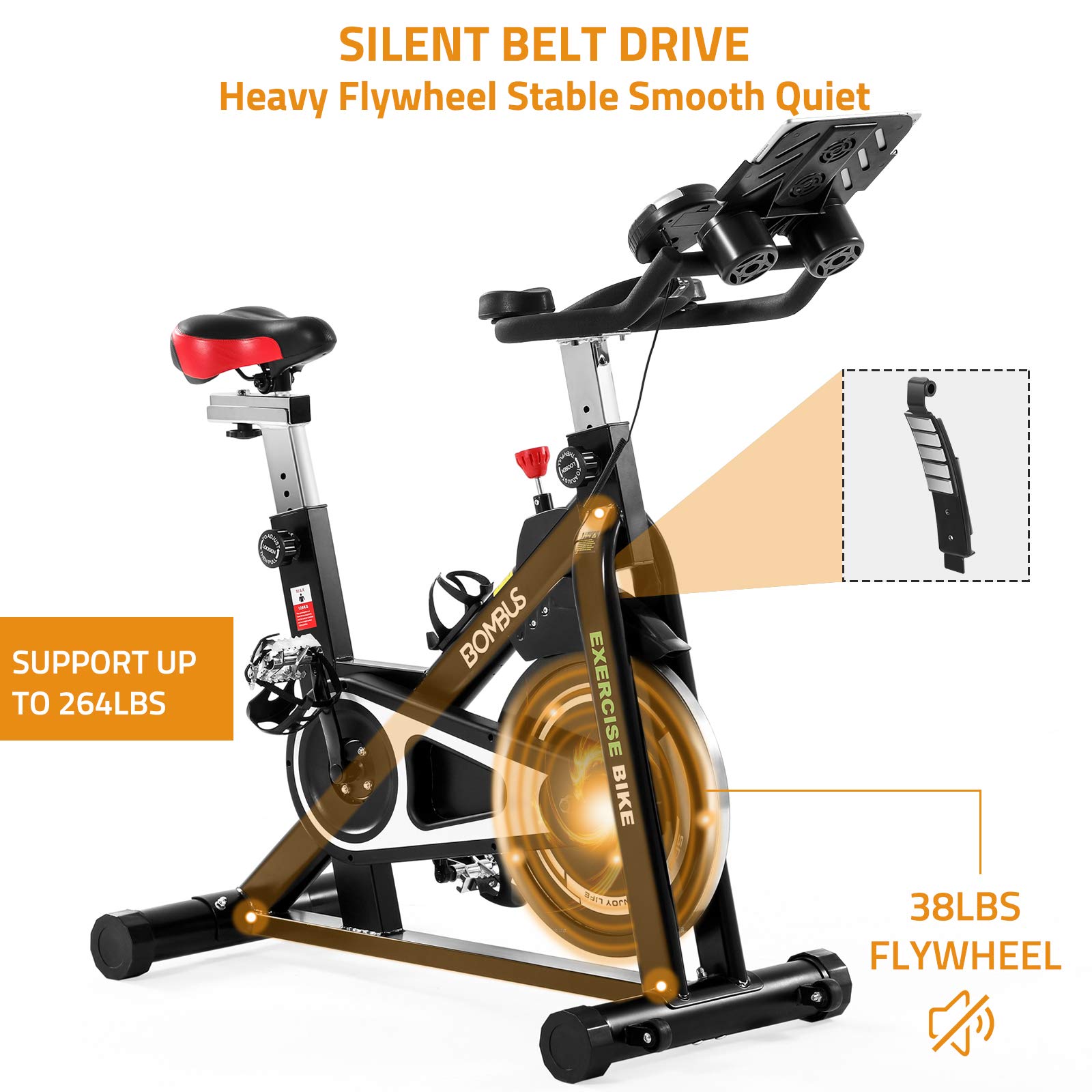 Spin Bike Smart Excersize Stationary Bikes for Home with Screen Magnetic Resistance Indoor Cycling 260lb Capacity