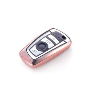 Xotic Tech Rose Gold Soft TPU Key Fob Shell Skin Cover, Compatible with BMW 1 2 3 5 6 7 Series X1 X3 X4 X5 X6 M Models GT3 GT5 F12 F20 F21 F22 F25 F30 F31 GT3 GT5 Z4 Smart Keyless Entry Key