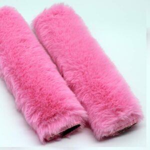 Pinbola 5pcs in 1 Set Faux Wool Steering Wheel Cover Soft Fluffy Handbrake Cover & Gear Shift Cover & 2pcs Seat Belt Shoulder Pads Warm Universal Fit for 15 Inch (Pink)