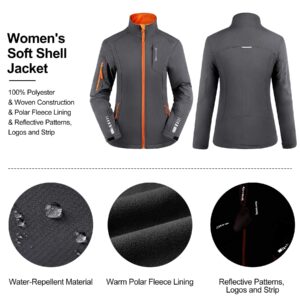 KUTOOK Hiking Jacket Women Running Cycling Jackets for Women Thermal Fleece Lined Reflective Gray X-Small