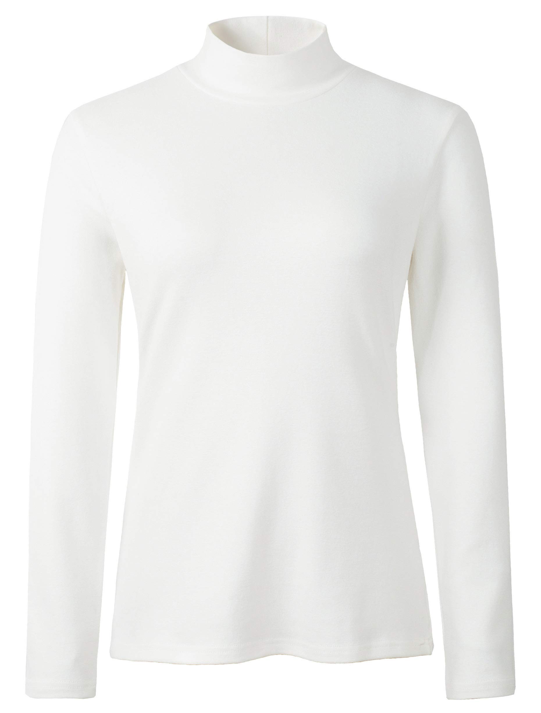 HieasyFit Women's Cotton Mock Turtleneck Basic Thermal Top White X-Large